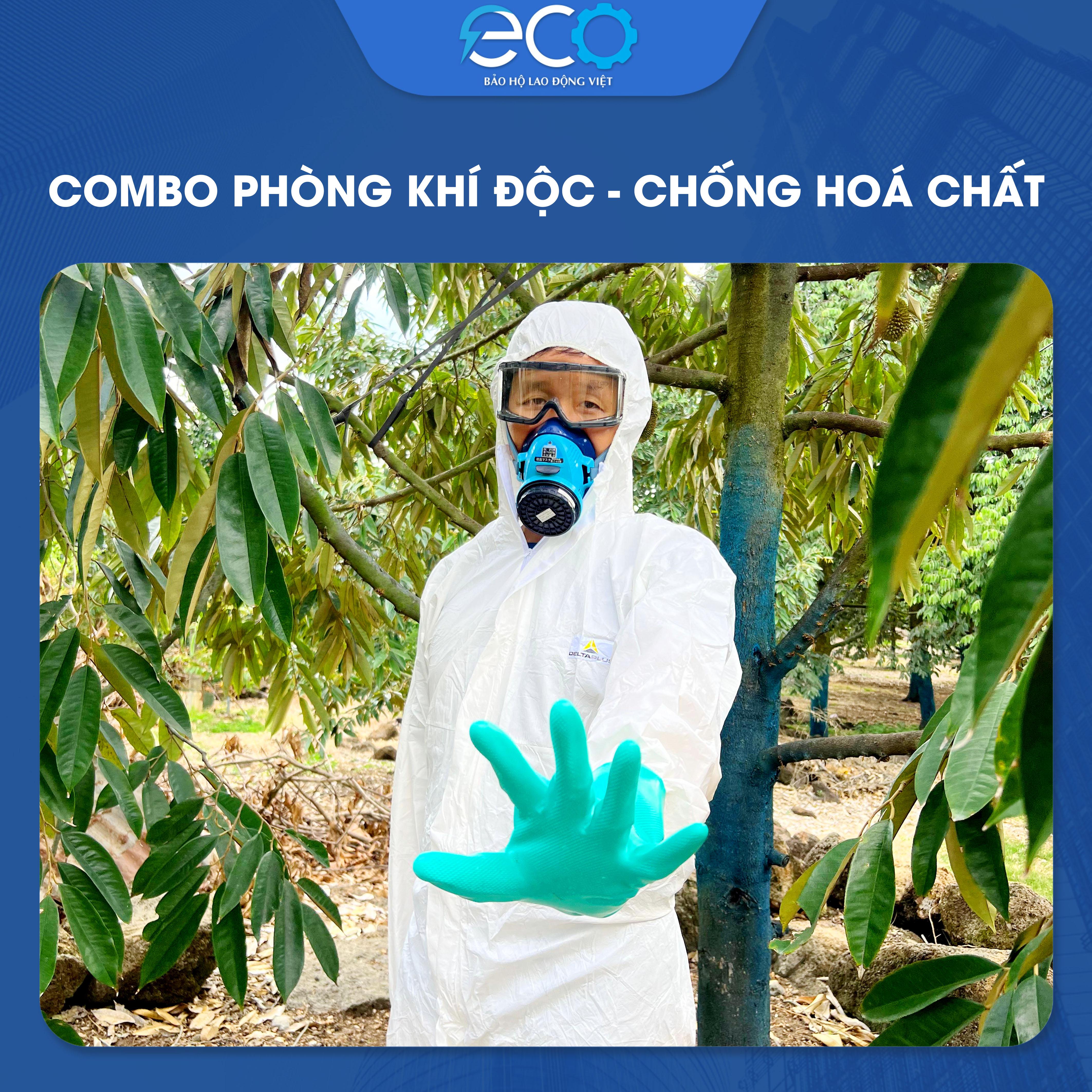 [COMBO] kính chống hoá chất Deltaplus + bộ mặt nạ phòng độc Koken G7 + bộ quần áo bảo hộ ...